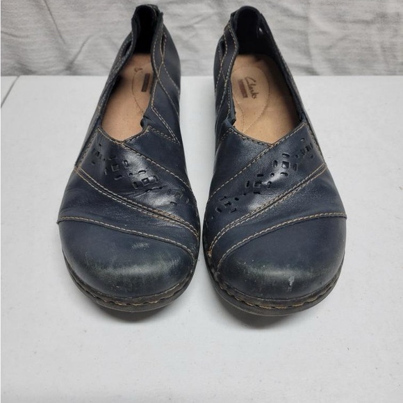 Clarks | Shoes | Clarks Womens Dark Blue Leather Loafers | Poshmark